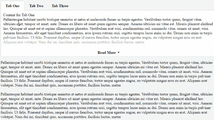 Tabbed Content With Read More Content With CSS Only