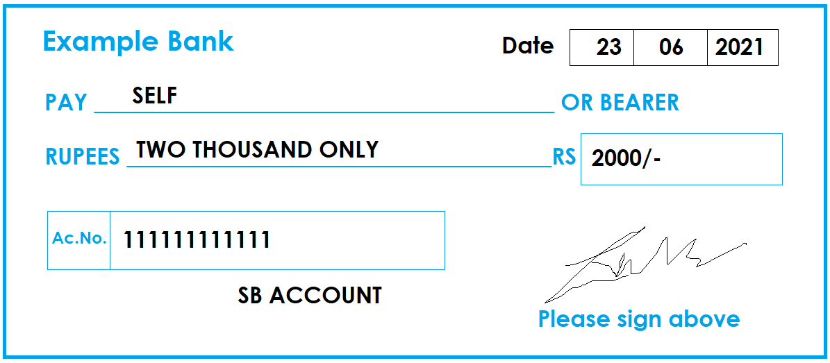 How to Fill Self Withdrawal Cheque Properly in India