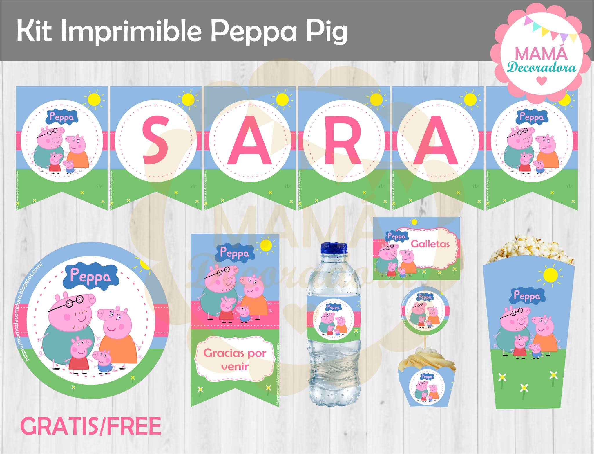 Mamá Decoradora: Kit imprimible de Peppa Pig