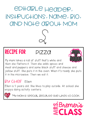 Mother's Day Cookbook & All About My Mom Booklet Freebie! | Mrs. Bremer ...