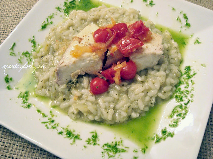 maede.for.you.: Pan Seared Halibut with Lemon Pesto Risotto