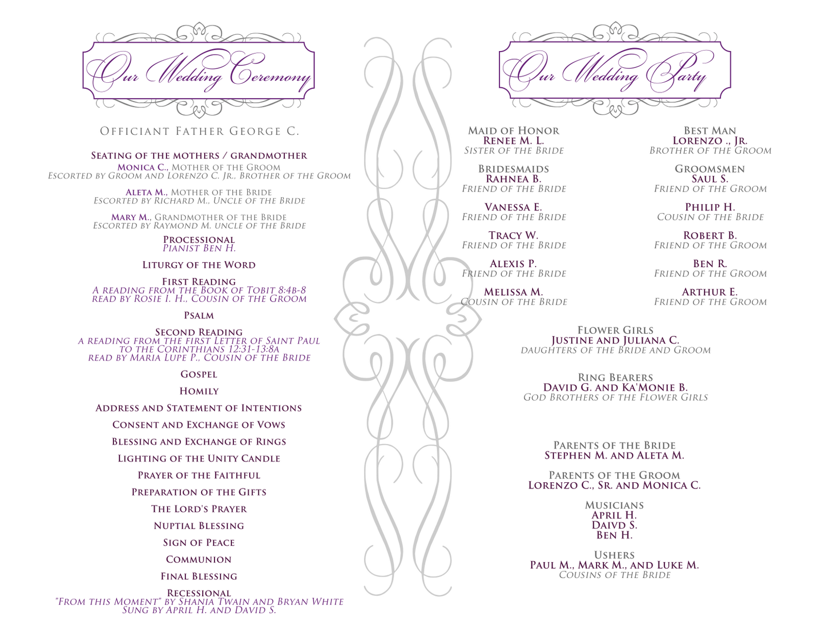 Free Wedding Reception Program Templates: Software Free Download ...