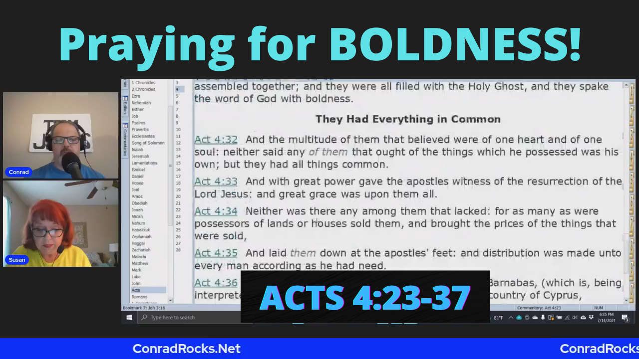 Conrad Rocks!: Acts 4:23-37 Praying for Boldness