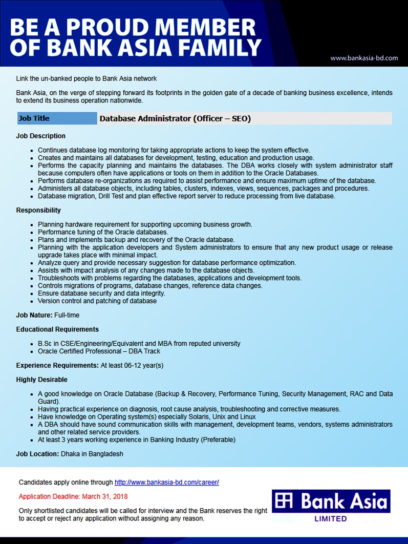 Bank Asia Job - TuRn a BlinD EyE