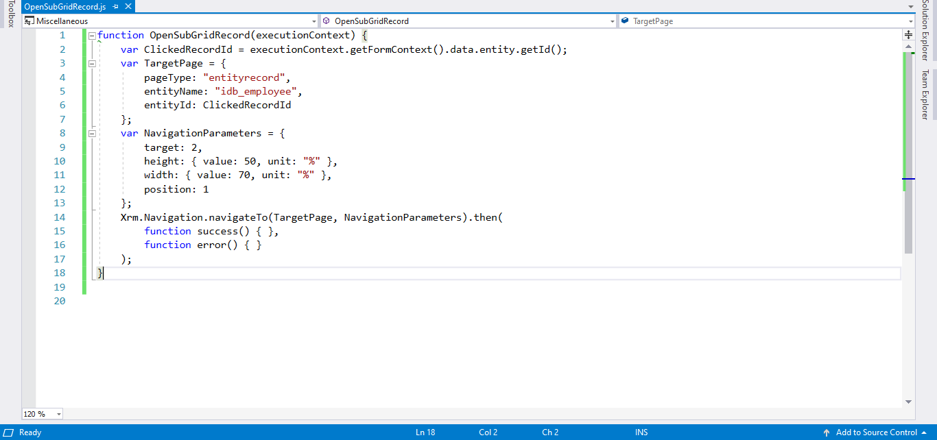 Opening a Sub Grid record in a Pop-up window in Dynamics 365.