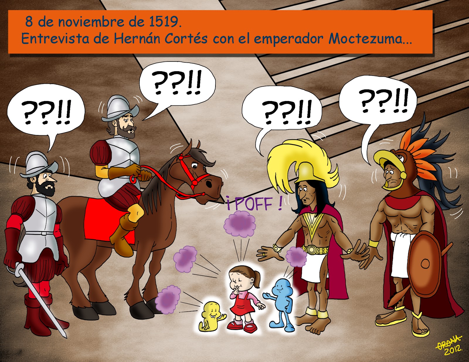 Ilustraciones, monos y dibujos: Viñeta Hernán Cortés- Moctezuma con ...