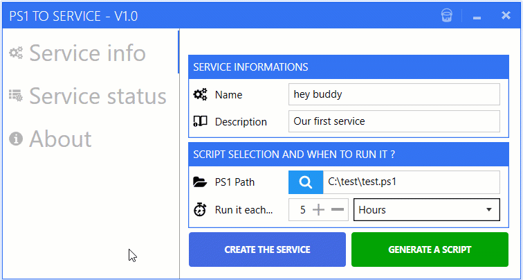 PS1 to Service: A tool to convert your PS1 to Windows Service on local ...