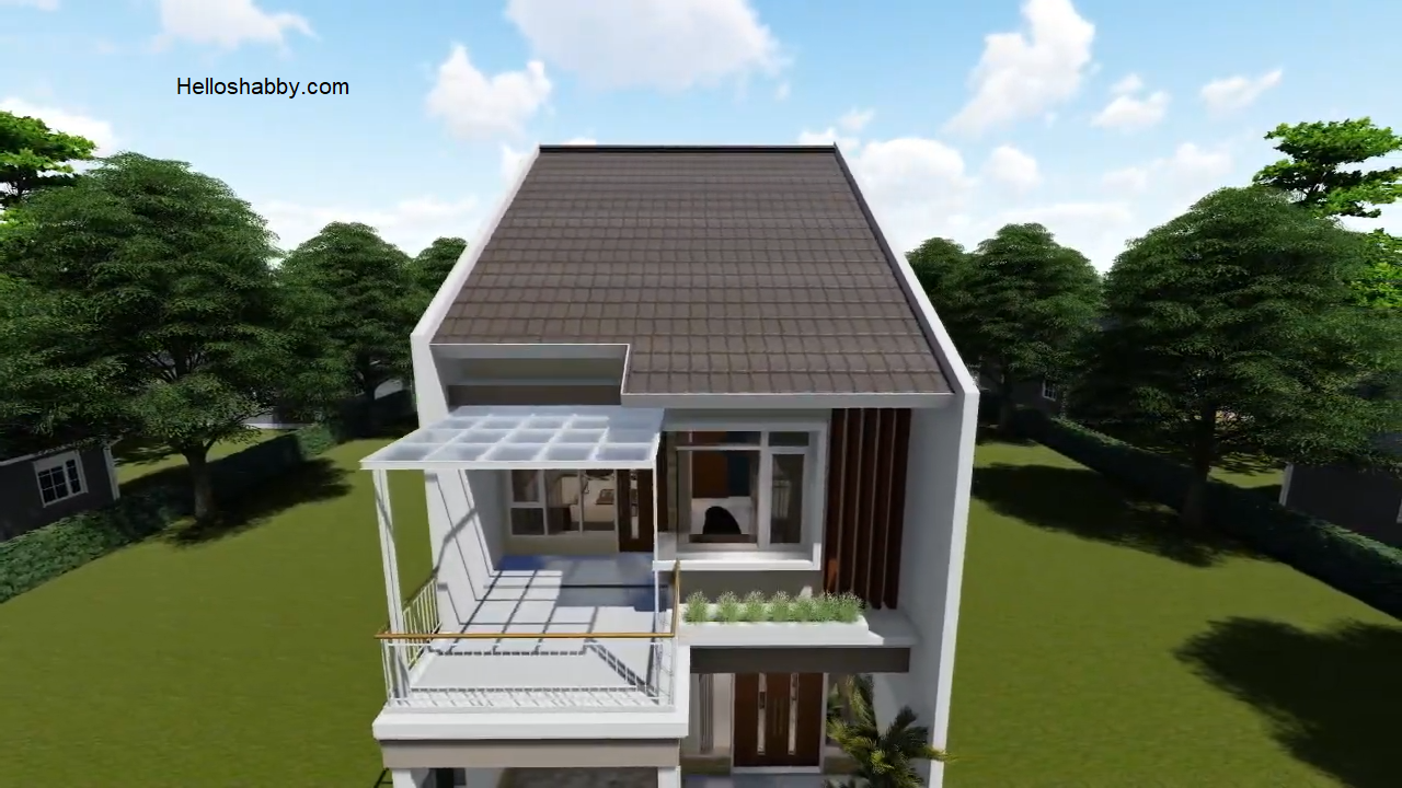 Desain Rumah Modern Terbaru Ukuran 6 x 14 M, 2 Lantai dengan 4 Kamar ...