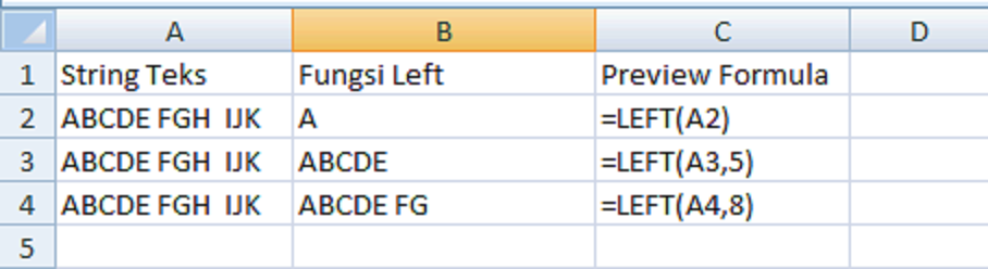 Fungsi Rumus Left, Mid, Right pada Excel Untuk Mencari Karakter Pada ...