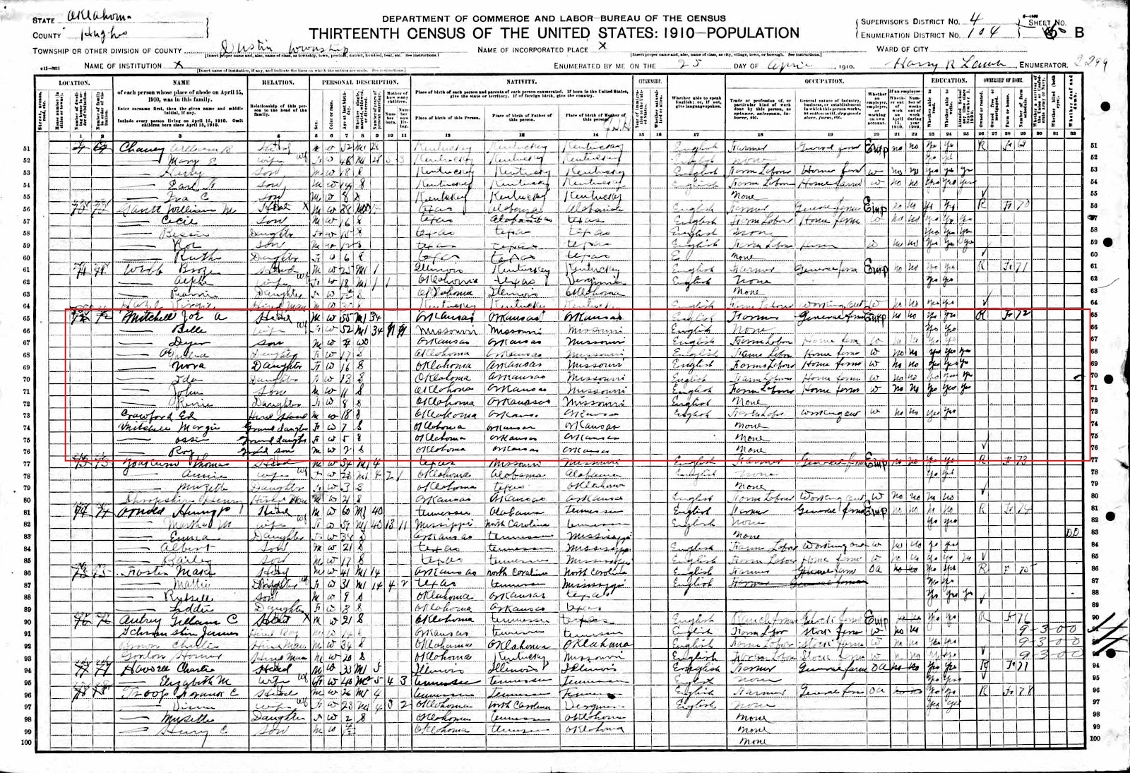 Thoughts from Polly's Granddaughter: America Isabell Crawford - 1910 US ...