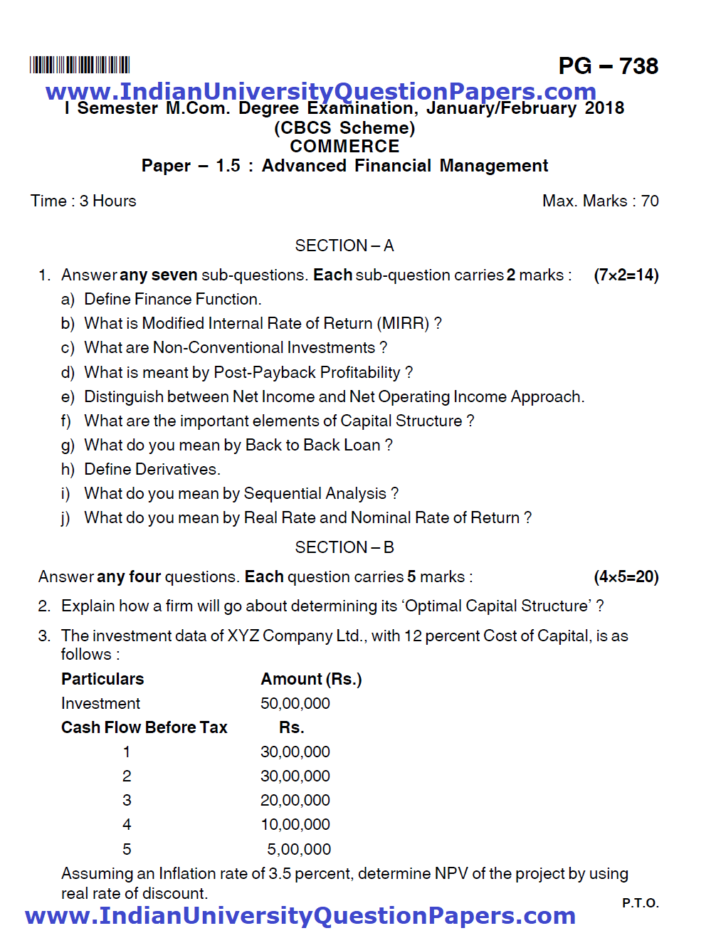 Paper – 1.5 : Advanced Financial Management Bangalore University Jan ...