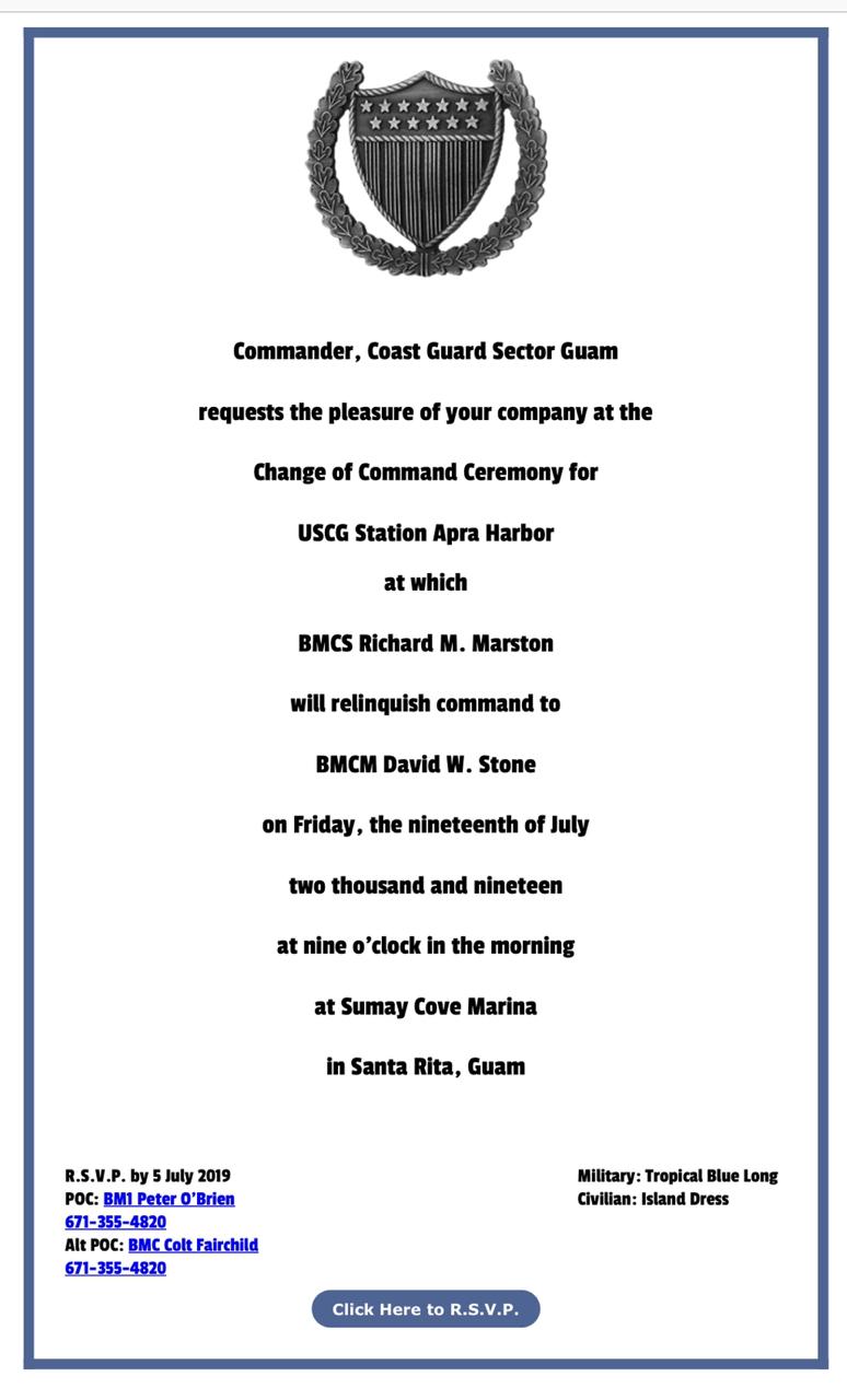 USCG Auxiliary Guam: Change of Command Ceremony - July 19