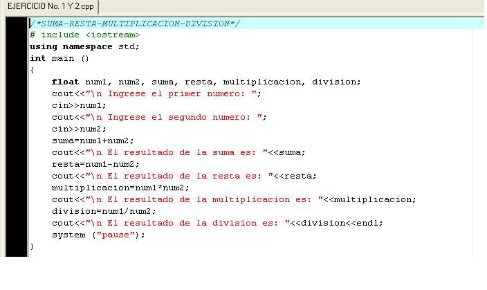 Programadores Cies: Suma - Resta - Multiplicación - División