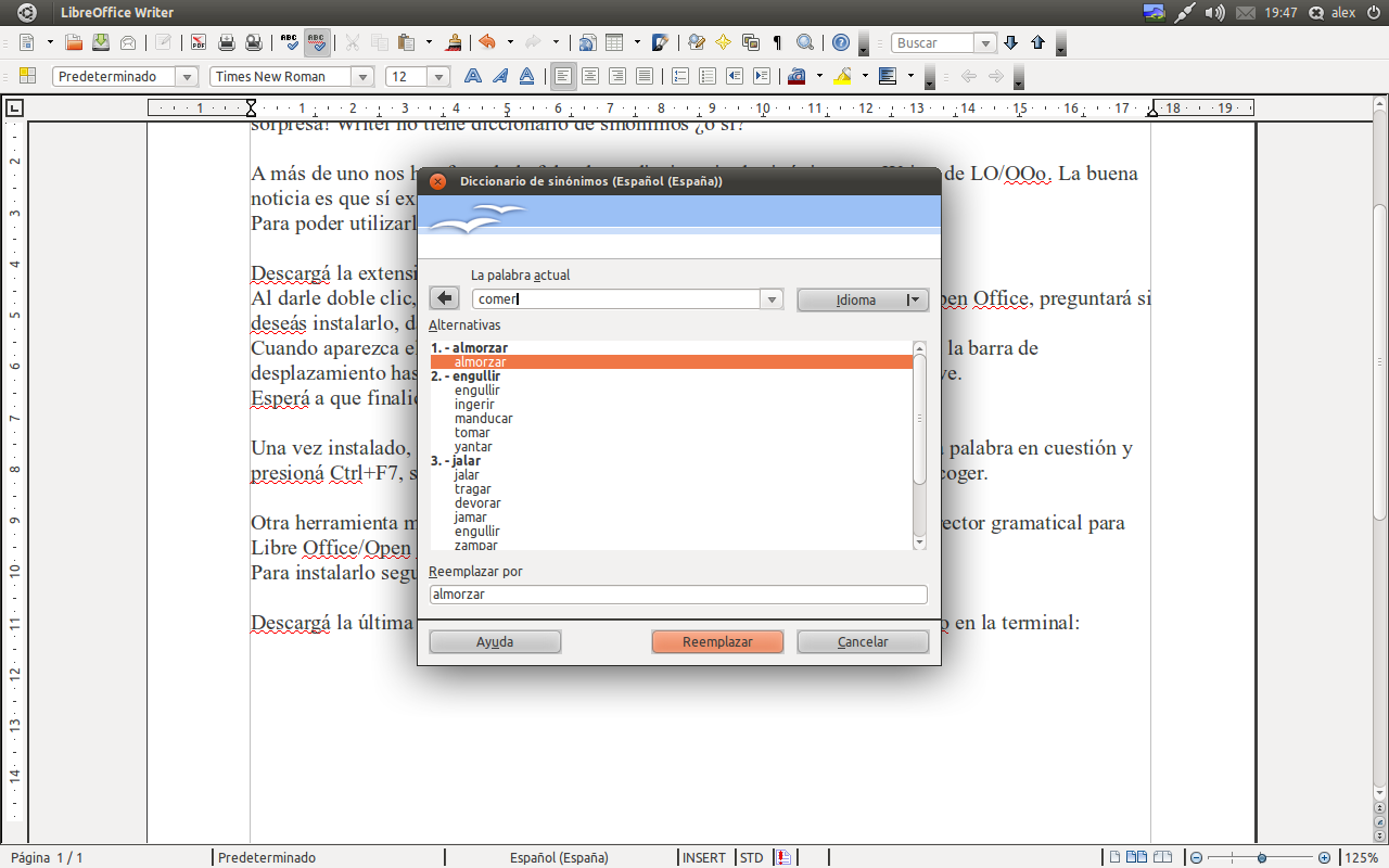 Corrector gramatical y diccionario de sinónimos para Libre Office/Open ...