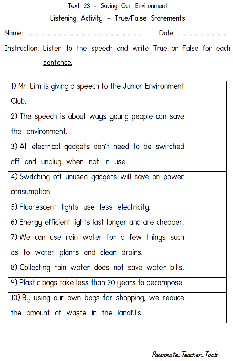 Passionate Teacher Tools: Text 23 - Saving Our Environment (With ...