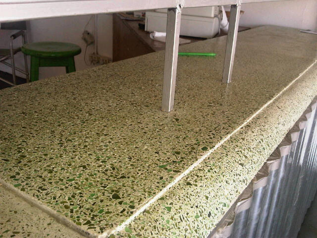 Glass Cruncher: Crushed Glass Table Tops and Counters