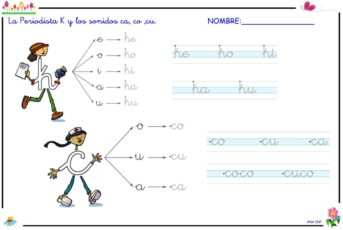 INFANTILES DE ANA V.: LA PERIODISTA K Y LOS SONIDOS CA, CO, CU