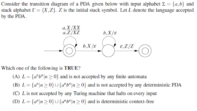 COMPUTER SCIENCE MCQS: Consider the transition diagram of a PDA given ...
