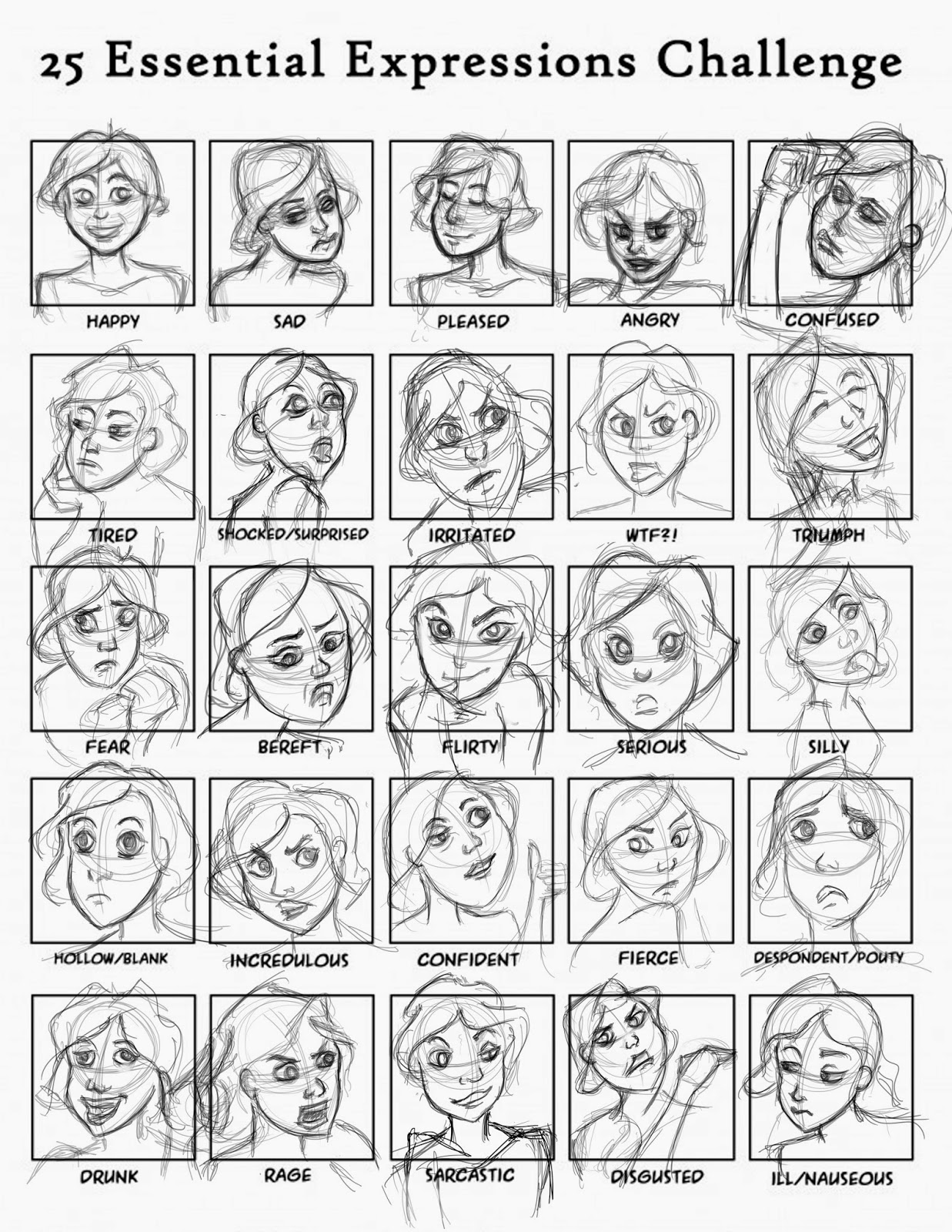Tara's Drawing Jam: 25 Expression Challenge