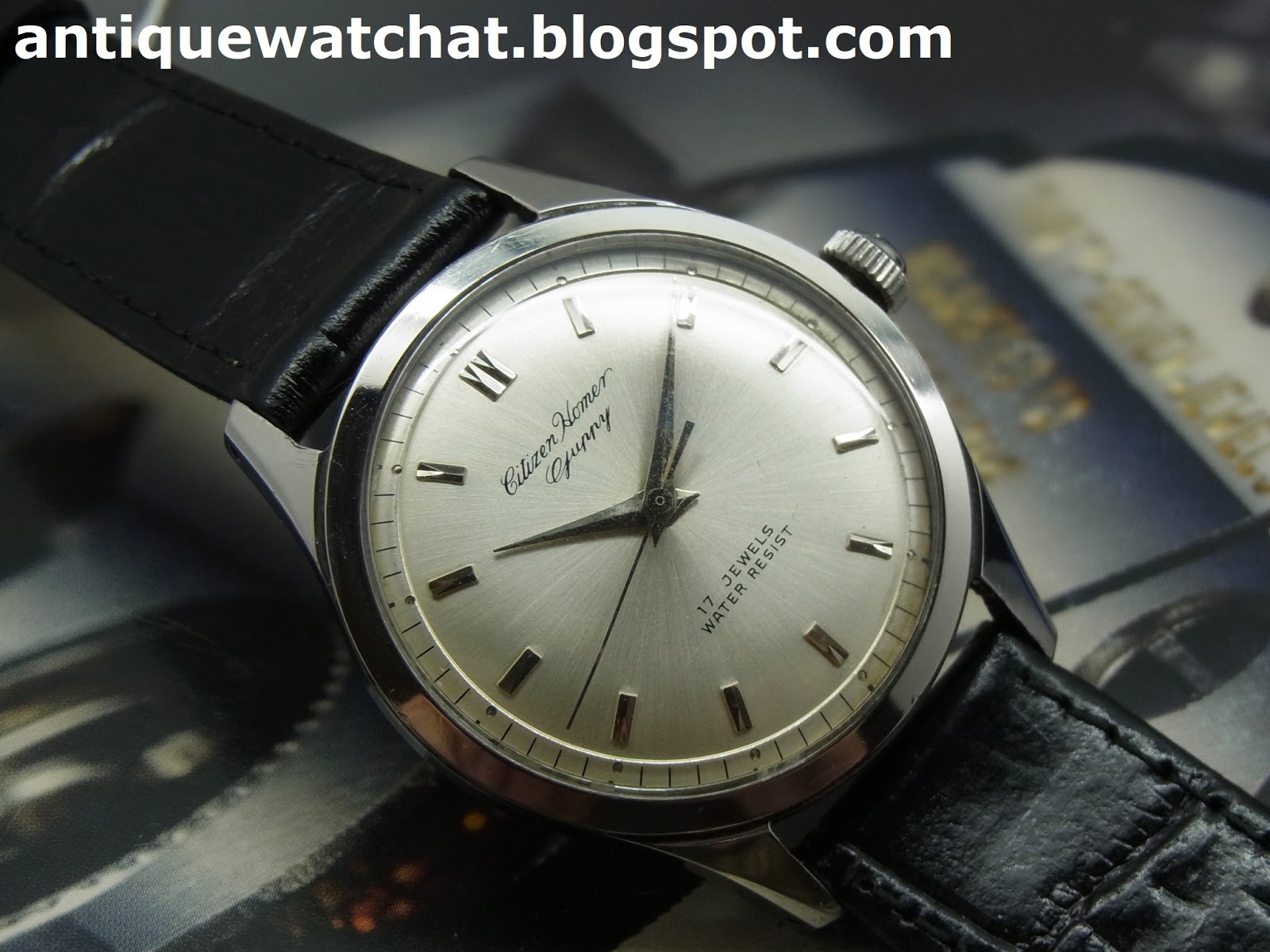 Antique Watch Bar: CITIZEN HOMER GUPPY WATER RESIST 17 JEWELS HAND WINDING CTZ247 (SOLD)