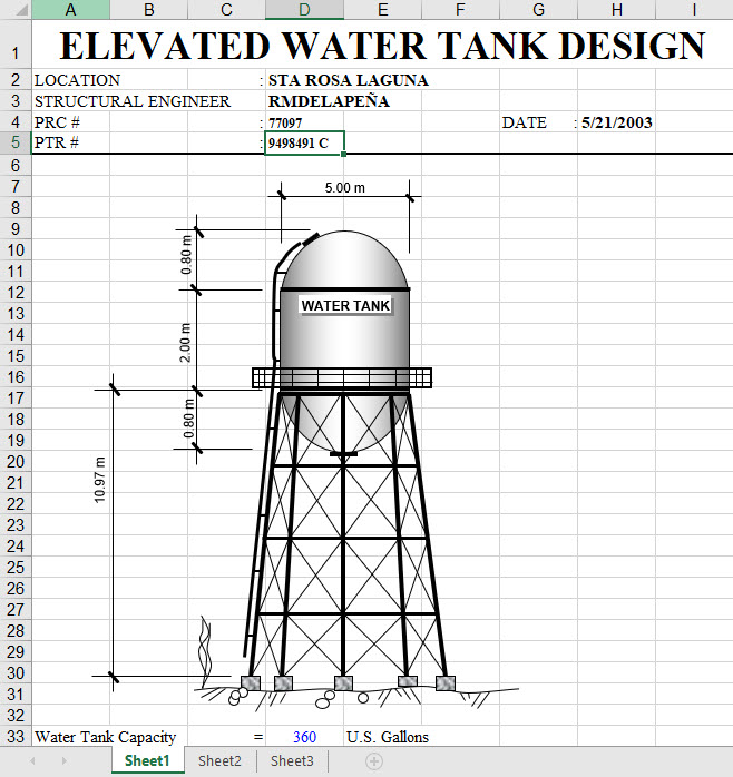 Water Tank Design Calculations Excel - Design Talk