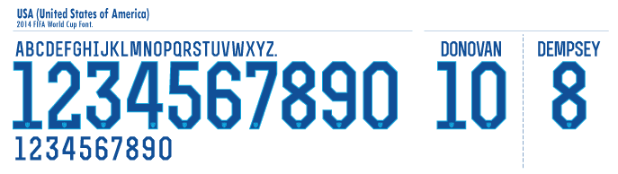 Football teams shirt and kits fan: Font USA World Cup 2014 kit
