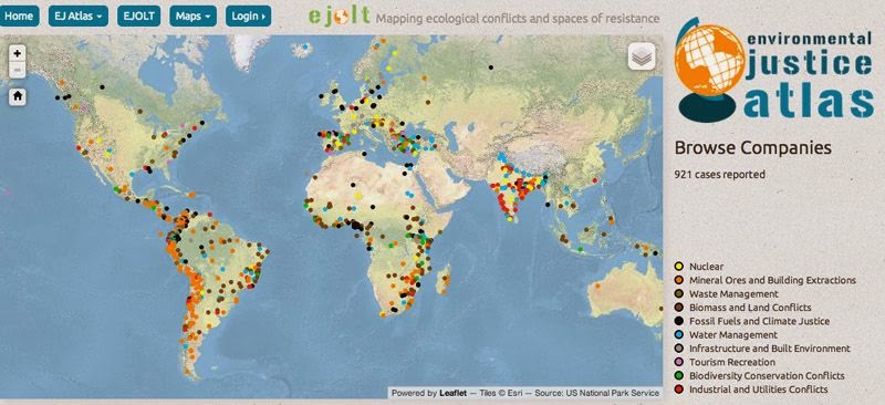 Ejatlás, un mapa interactivo de injusticias ecológicas