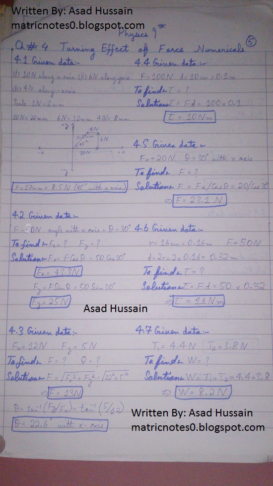 Matric 9th Physics Notes Chapter 4 Numerical