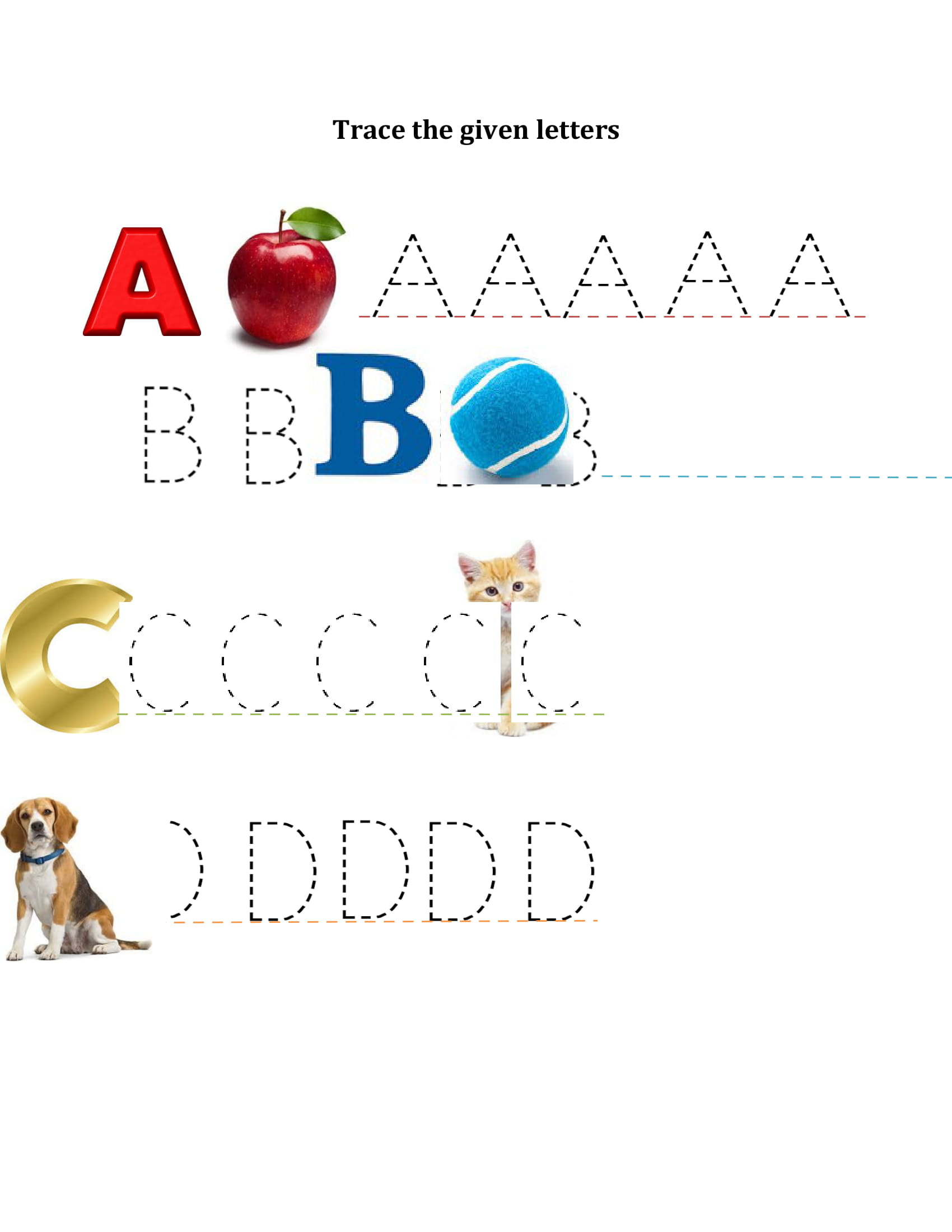 worksheets: Trace The Given Letters