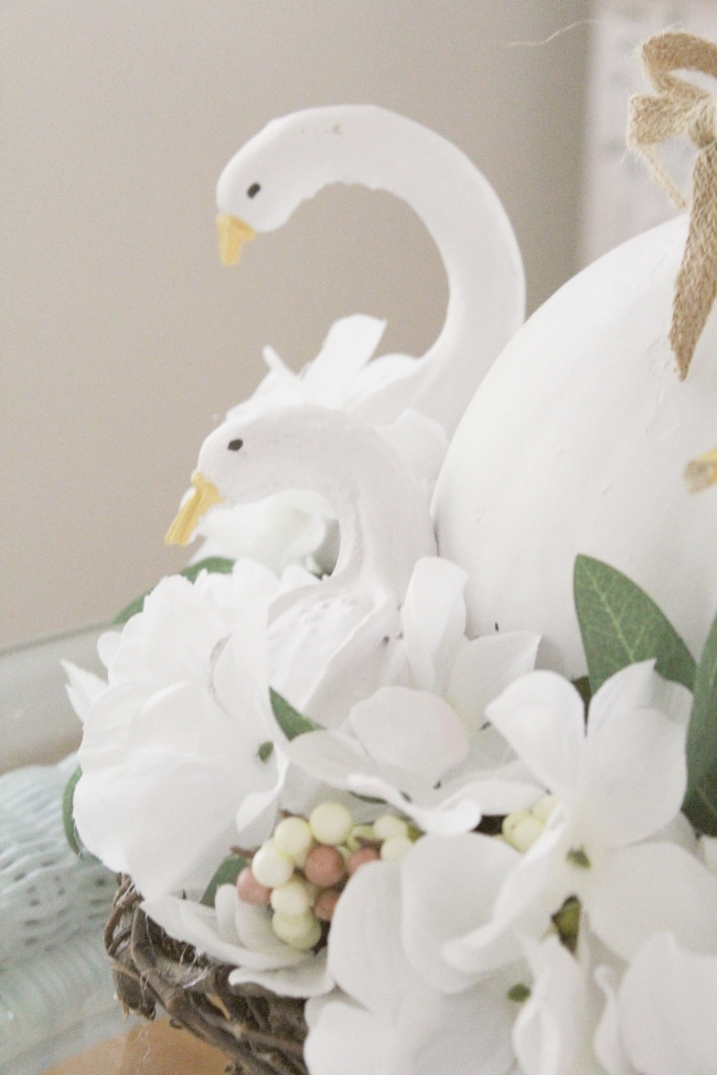 Whimsical Goose Centerpiece from Gourds - Crafts a la mode