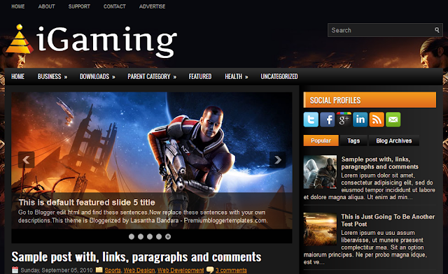 iGaming - Game Theme Blogger Template ~ Template Joor7