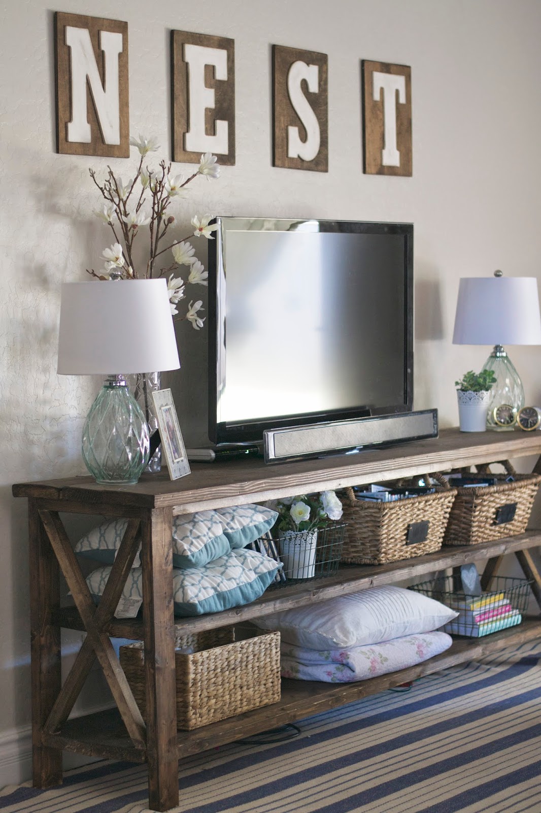 DIY farmhouse console &a peek into our family room. | Paddington Way.
