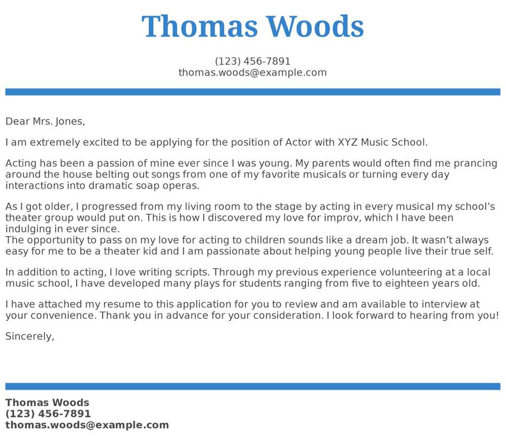 Acting Cover Letter Examples 2018 ~ Resume Letter