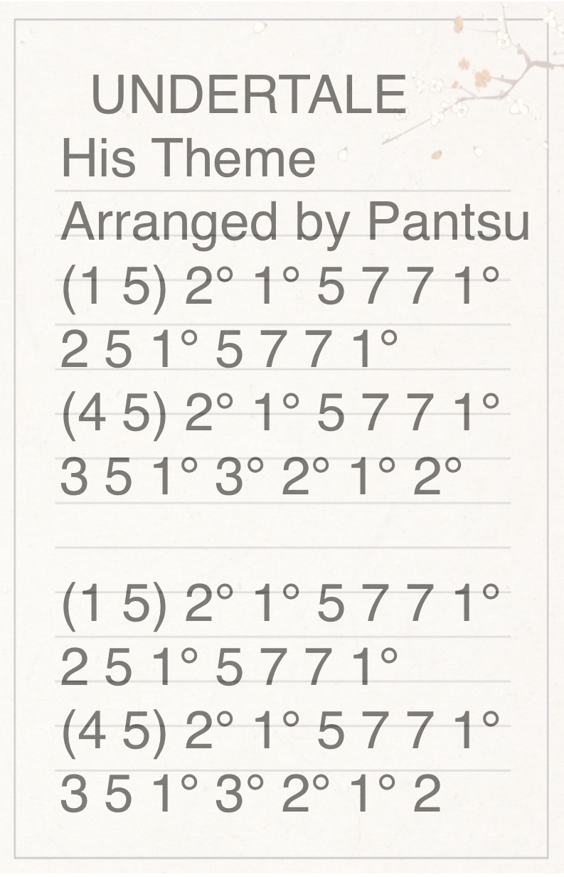 Not Angka Kalimba Undertale His Theme - Kumpulan Not Lagu