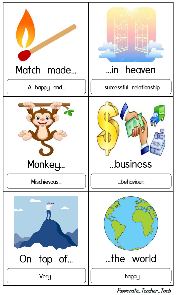 Passionate Teacher Tools: Proverbs / Idioms Matching Game Set 4