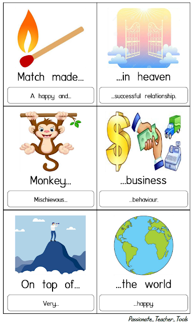 Passionate Teacher Tools: Proverbs / Idioms Matching Game Set 4