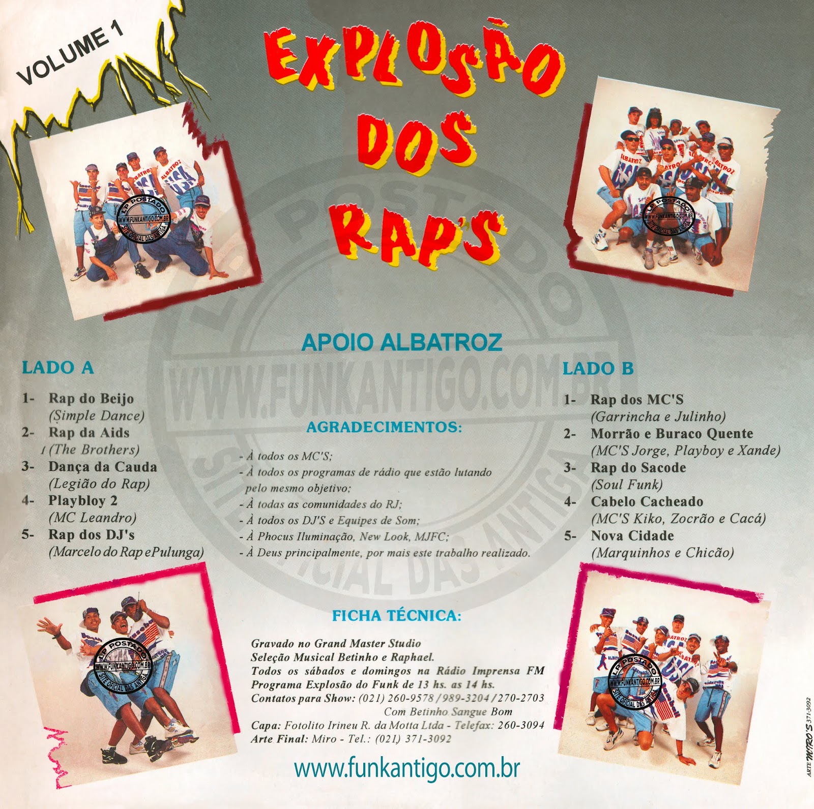 Explosão dos Rap´s Vol.1(1995 ), Vinyl(00.003) Grandmaster Studio - Site Funk antigo