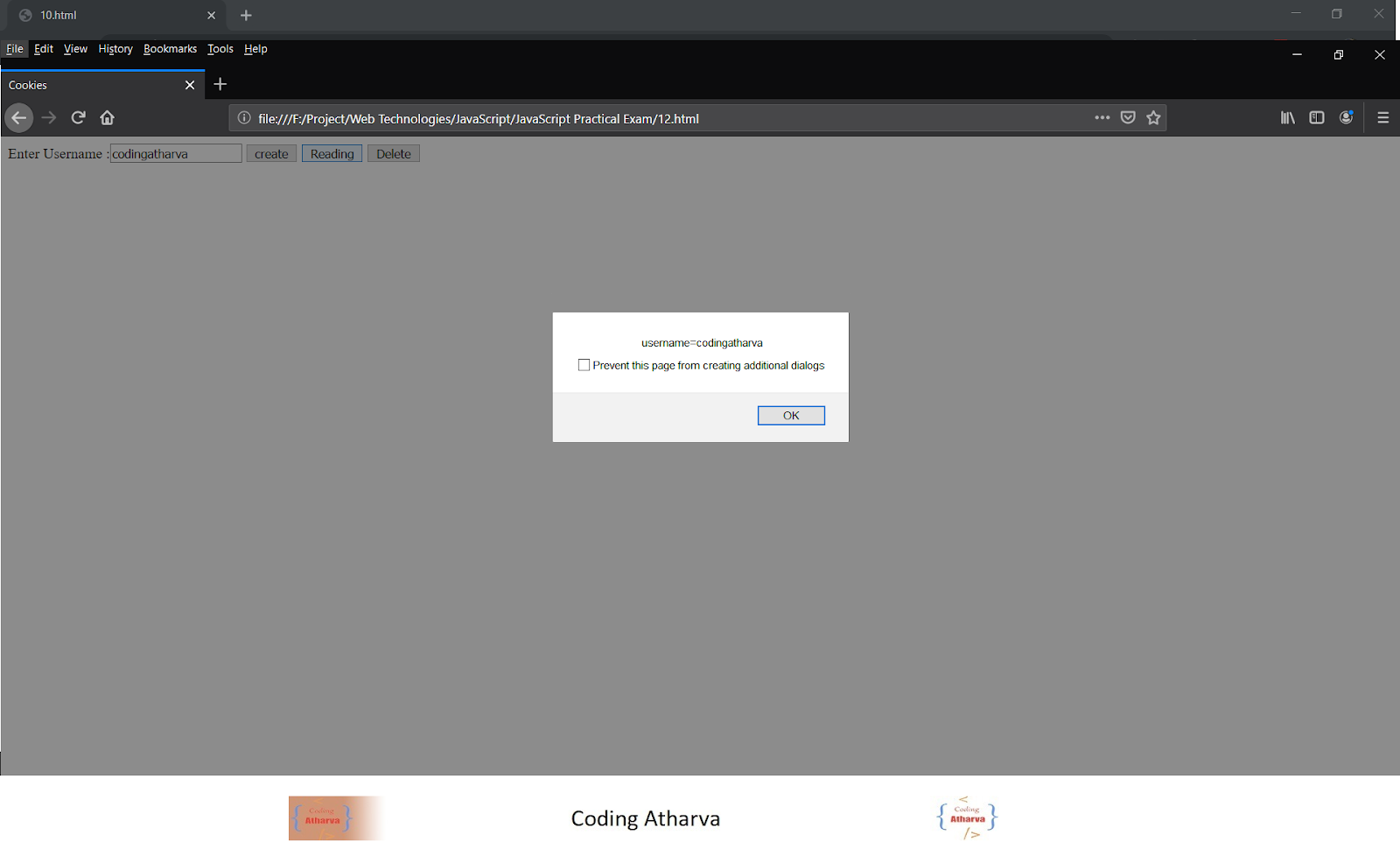 18 Develop a JavaScript program Creating and Reading of Cookies, After ...