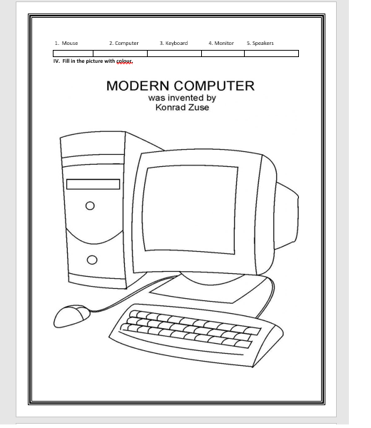 Computer Science Work Sheet Grade1 computer-science-work-sheet-grade1