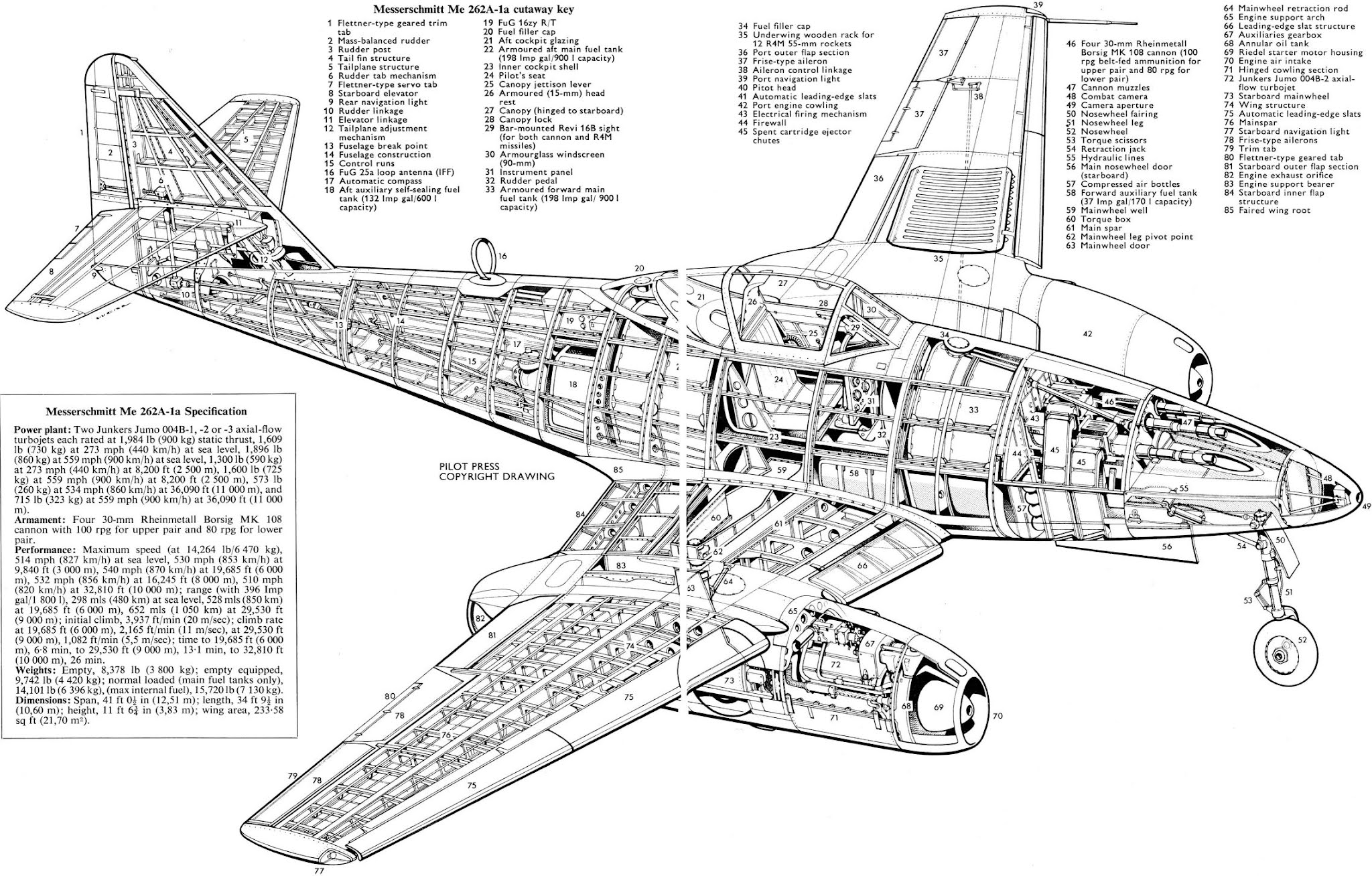 Me-262 Cutaway Drawing