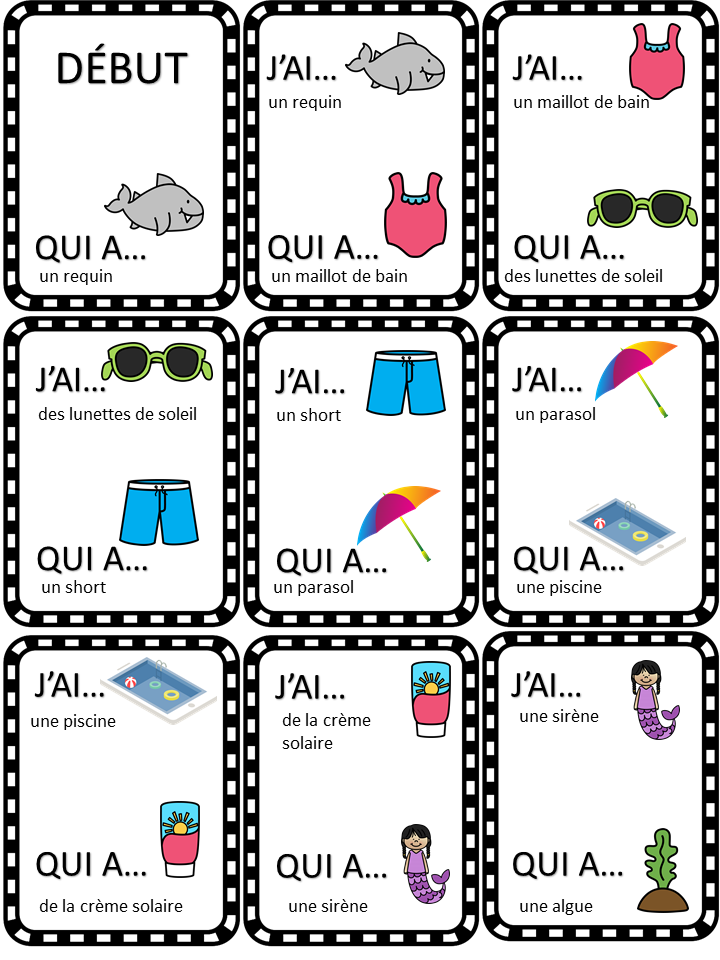 la classe de caro.: JEU- J'ai... Qui a... - Thème: l'été