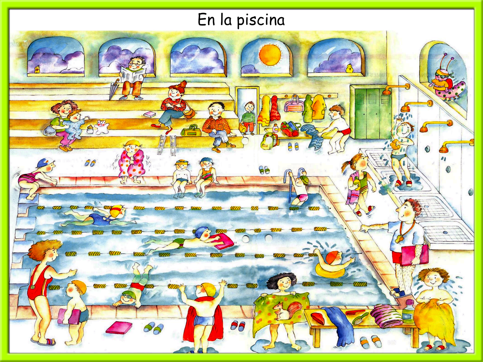 Me encanta escribir en español: En la piscina.
