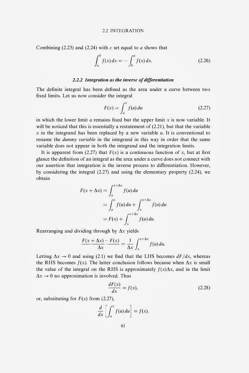 Phisic and Mathematical Methods: Integration from first principles