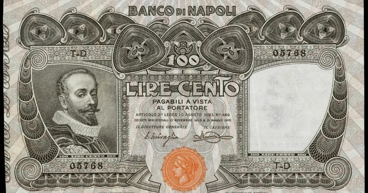 Italy 100 Lire banknote 1915 Banco di Napoli|World Banknotes & Coins ...