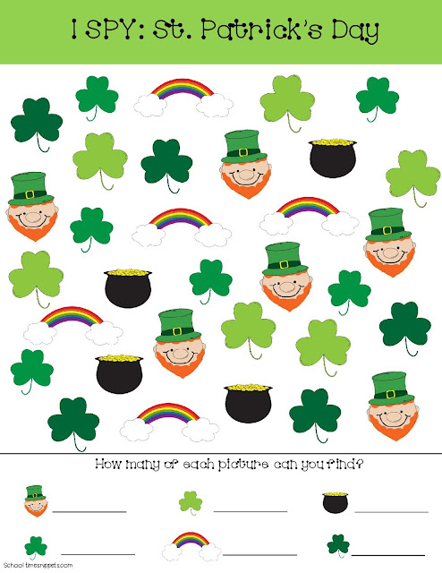 St. Patrick's Day I SPY {FREE Printable} | School Time Snippets