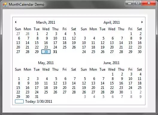 Calendar Control in c# Windows Application - Free Source code Download ...