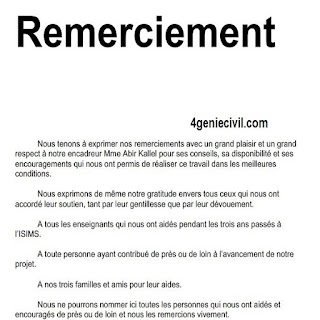 Exemple de remerciement pfe word et pdf