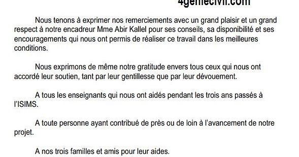 Exemple de remerciement pfe word et pdf