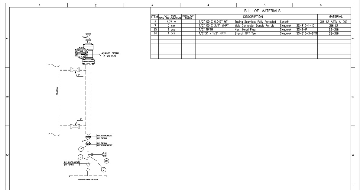 Download Hook-UP Level Transmitter DWG AutoCAD