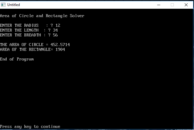 Free Programming Source Codes And Computer Programming Tutorials Area Of The Circle And